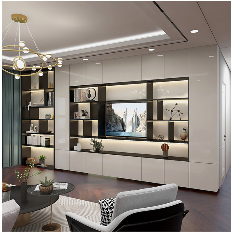 Stainless steel TV background cabinet - Foshan Guanglin Decoration ...