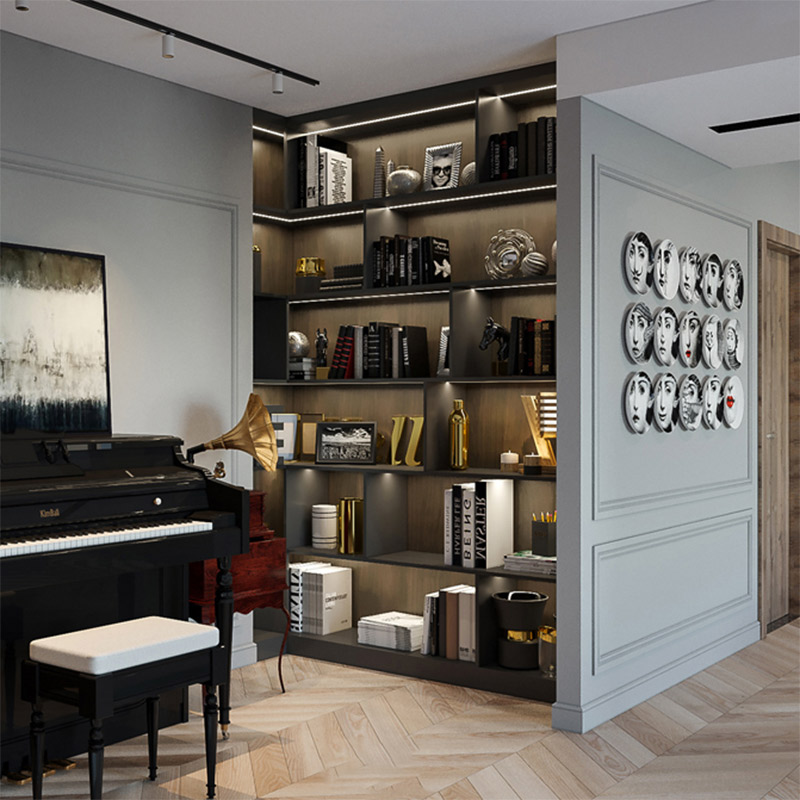 Stainless steel bookshelf - Foshan Guanglin Decoration Engineering Co., Ltd