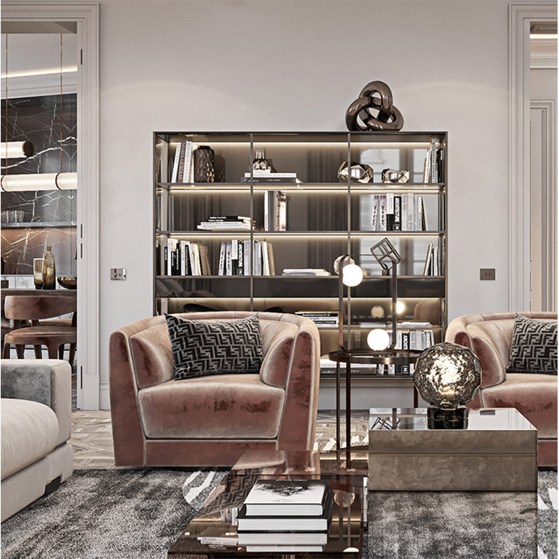 Stainless steel bookshelf - Foshan Guanglin Decoration Engineering Co., Ltd